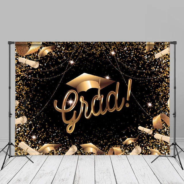 GOLDEN RIBBON BLACK Grad Party Photo Booth Backdrop $37.85 - PicClick AU
