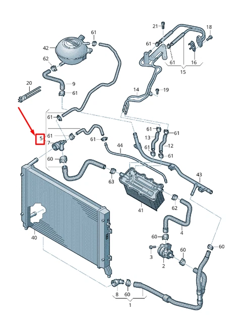 VW CADDY SA MK6 Coolant Hose With Quick Release Coupling 2K0122101D NEW ...