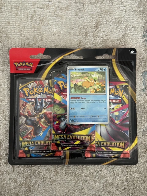POKÉMON TCG MEGA Evolution 3 Pack Blister Psyduck Promo Card | FAST ...