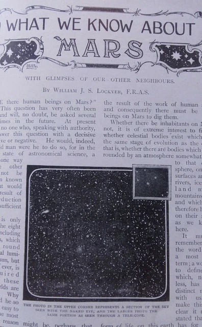 WHAT WE KNOW About Planet Mars Astronomy Rare Old Antique Article 1902 ...