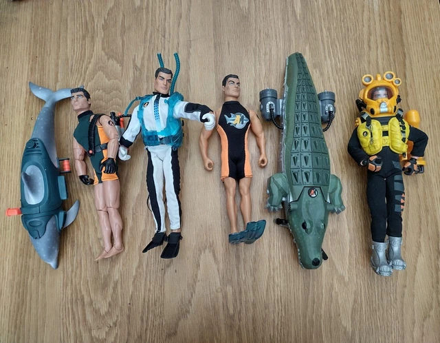 HASBRO ACTION MAN Diver Bundle 4 x Figures & Dolphin & Crocodile ...