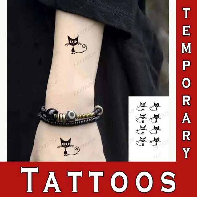 WATERPROOF REALISTIC ARM Neck 8 Cats Fake Temporary Tattoo Women Men ...