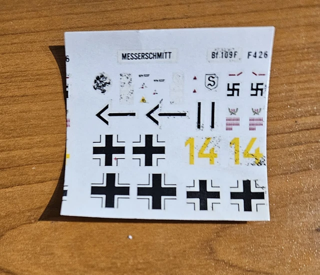 VINTAGE EARLY 1970S Airfix Messerschmitt Bf 109 F 1:72 scale decals. £1 ...