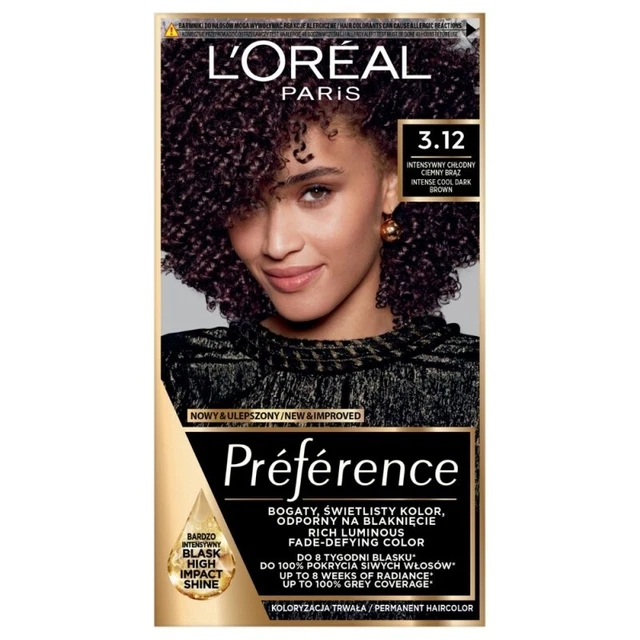 L'ORÉAL PARIS PREFERENCE Hair Colour 3.12 Toronto, brun foncé intense ...