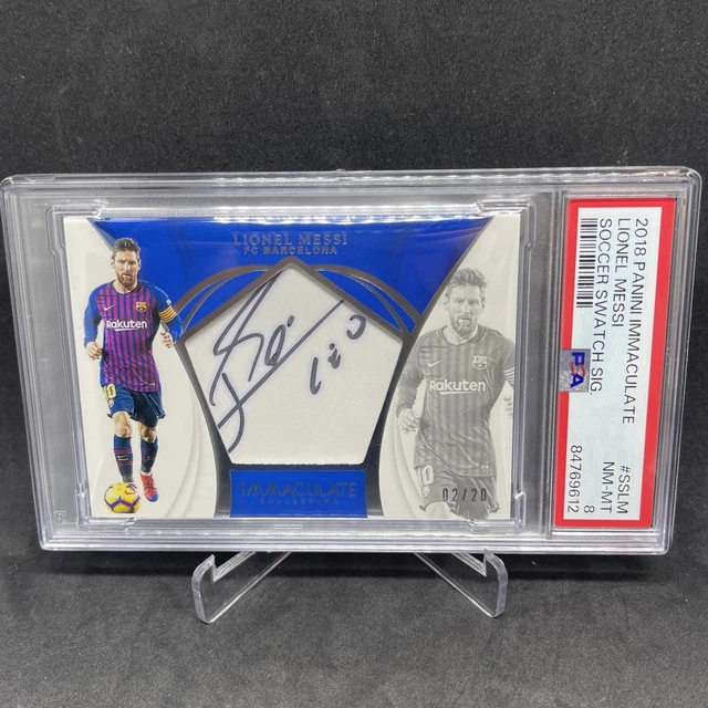 2018 PANINI IMMACULATE Lionel Messi Soccer Swatch Sig.AUTO!!! PSA 8 ...