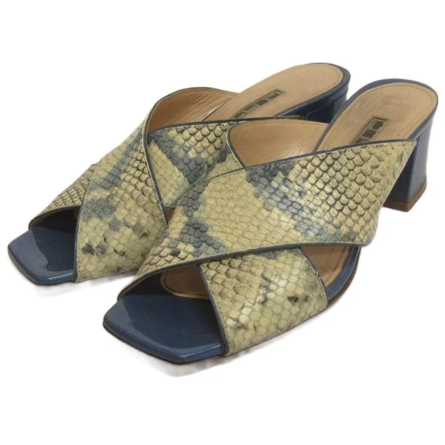 PELLICO PYTHON PATTERN Sandals Mules Chunky Heels Blue 23.5Cm Women'S £ ...