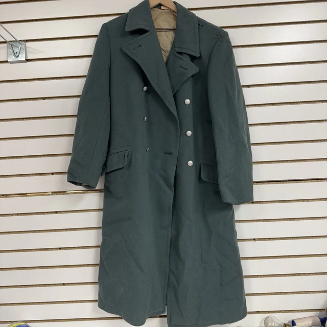 VINTAGE GERMAN VOLKSPOLIZEI Polizei Trench Coat Jacket Peacoat Mens 48 ...