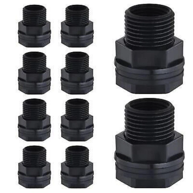 10PCS1/2INCH BULKHEAD FITTING Double Threaded Water Tank Connector Hose ...