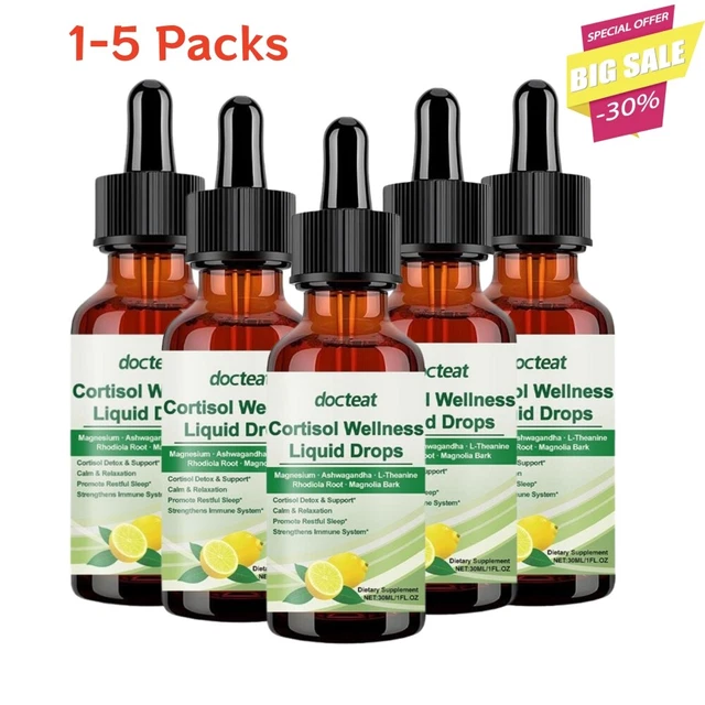 1-5X CORTISOL SUPPLEMENT Liquid Drops,17In1 Cortisol Detox W.Magnesium ...