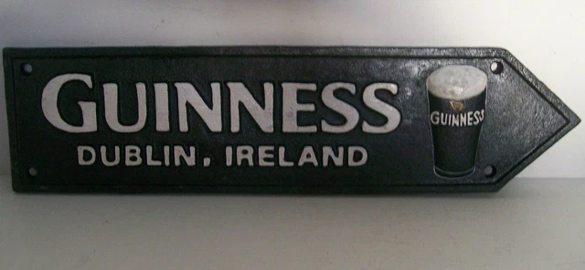BLACK CAST IRON Guinness Road Sign Arrow Dublin Ireland Glass Bar ...