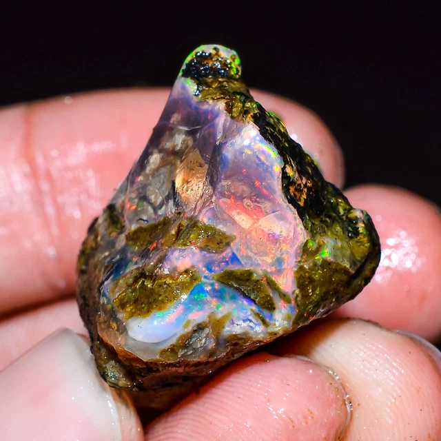 OPAL ROUGH PIERRE Précieuse Welo Feu Noir Brut Cristal ethiopian 65 ...