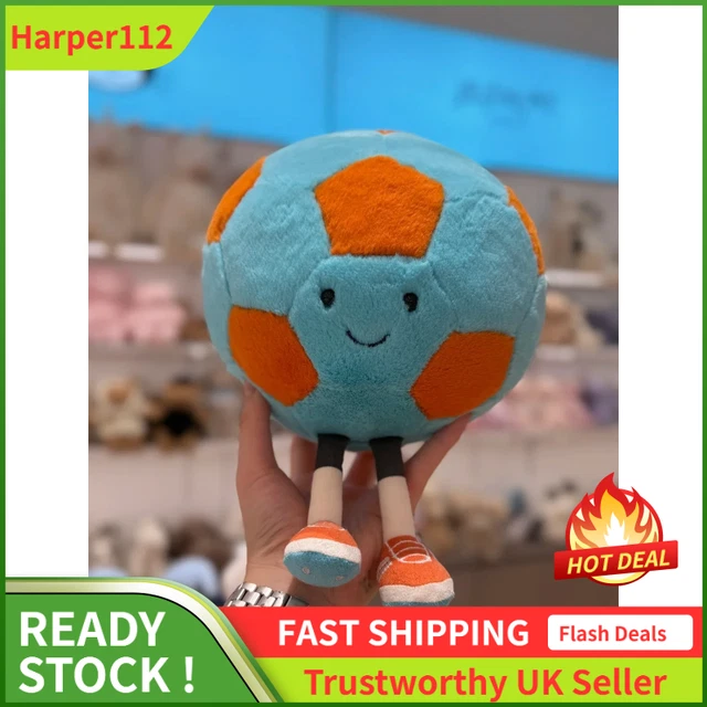 JELLYCAT FOOTBALL 27CM blue orange new with tags dust bag fun playful £ ...