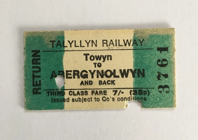 VINTAGE 1970S WELSH Talyllyn Railway Train Ticket TOWYN ABERGYNOLWYN ...