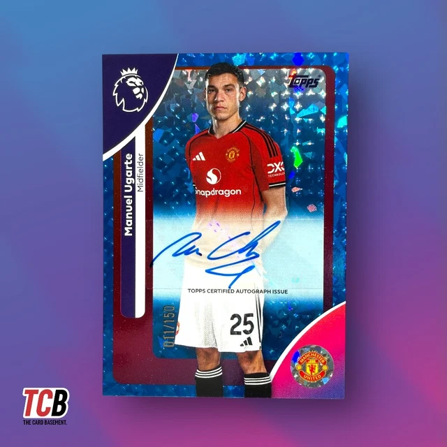 TOPPS PREMIER LEAGUE 2026 - Manuel Ugarte Blue Sparkle Autograph /150 £ ...