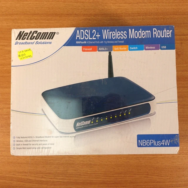 GENUINE NETCOMM ADSL2+ 4 PORT WIRELESS MODEM ROUTER (NB6Plus4W) NEW ...