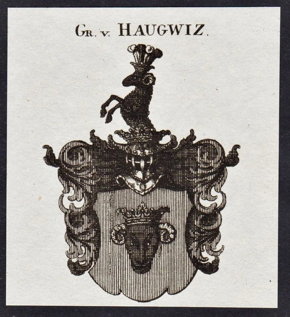 HAUGWITZ ARMOIRIES COAT Of Arms Adel Gravure sur Cuivre Héraldique 1820 ...