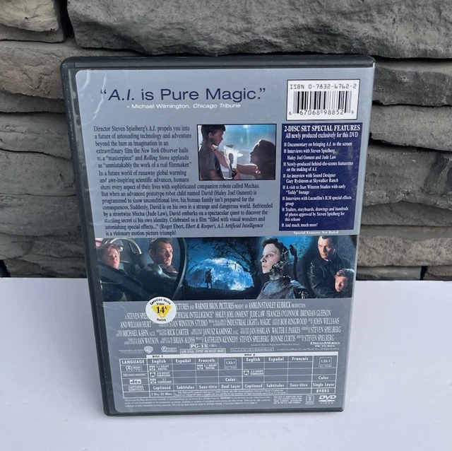 AI ARTIFICIAL INTELLIGENCE 2001 DVD 2 Disc Haley Joel Osment Jude Law ...