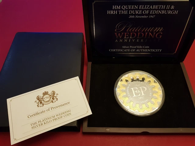 2017 999 SILVER Proof 1 Kilo KG Platinum Wedding Anniversary Coin ...