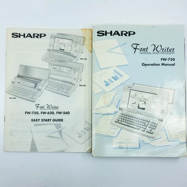 VINTAGE SHARP FW-750 word processor elettronico writer stampante ...