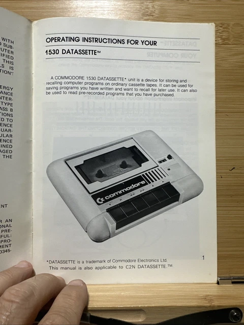 COMMODORE 64 DATASSETTE Unit C2N Operating Instructions Model C2N C64 ...