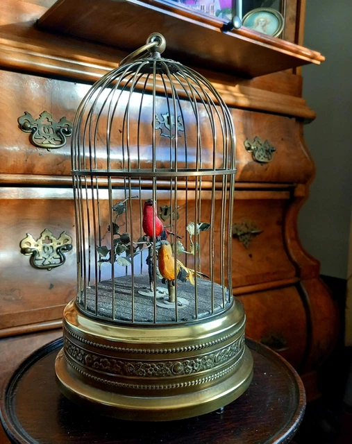 VINTAGE WEST GERMAN Automation Singing Bird Cage With 2 Birds (Very ...