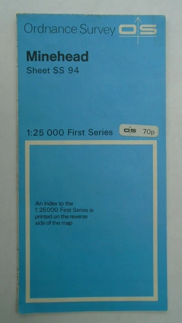 RARE ORDNANCE SURVEY 2.5" Map SS94 Minehead 1963 Dunster Selworthy ...