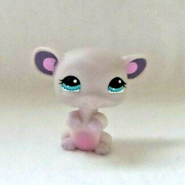LITTLEST PETSHOP LPS #1129 Hasbro Mouse Souris Gris Et Rose Violet Yeux ...