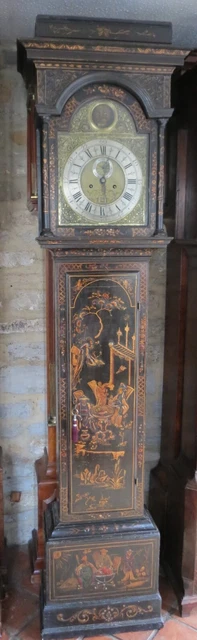 RARE ANTIQUE MOVING Eyes Automaton Longcase Clock. Lacquer Fieldhouse ...