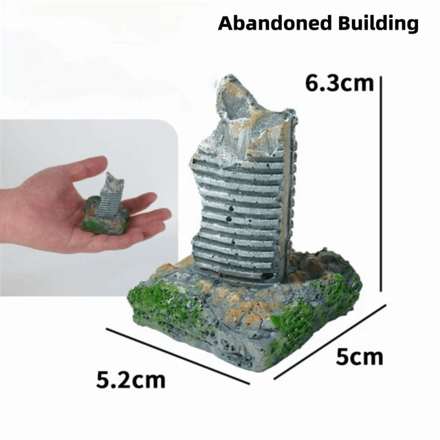 MINI AQUARIUM LANDSCAPING Resin Material Building Complex Model Tank ...