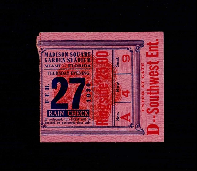 RARE 1930 BOXING ticket JACK SHARKEY vs PHIL SCOTT TOMMY LOUGHRAN ...