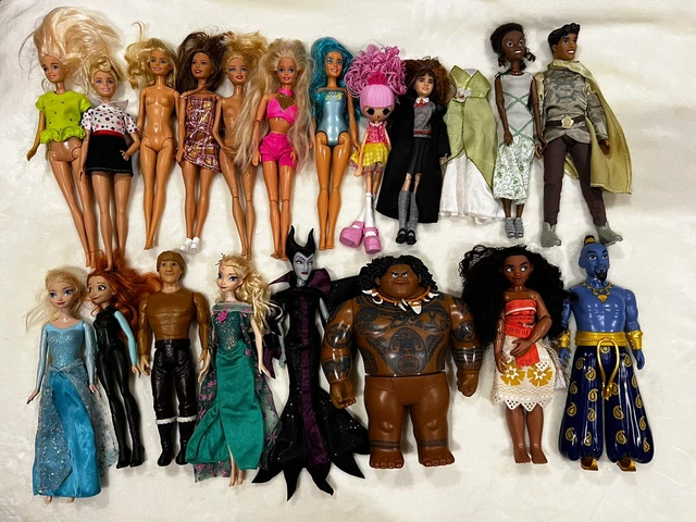 DISNEY CHARACTERS DOLLS bundle Maleficent Frozen Moana Aladdin Barbie ...