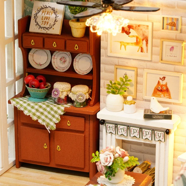 DIY MINIATURE DOLLHOUSE Kit Realistic Mini 3D Wooden House Room Craft ...