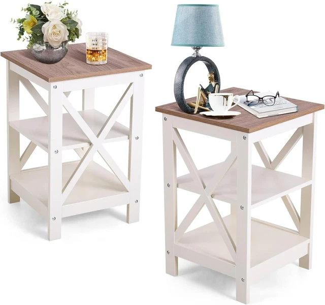 3-TIER SET OF2 End Table Side Table for Small Spaces Farmhouse Living ...