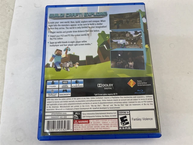 MINECRAFT PLAYSTATION 4 Edition Video Game Disc & Case (Sony PlyStation ...