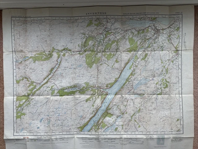 VINTAGE OS ONE Inch scale map of INVERNESS Sheet 37 - no outer covers £ ...