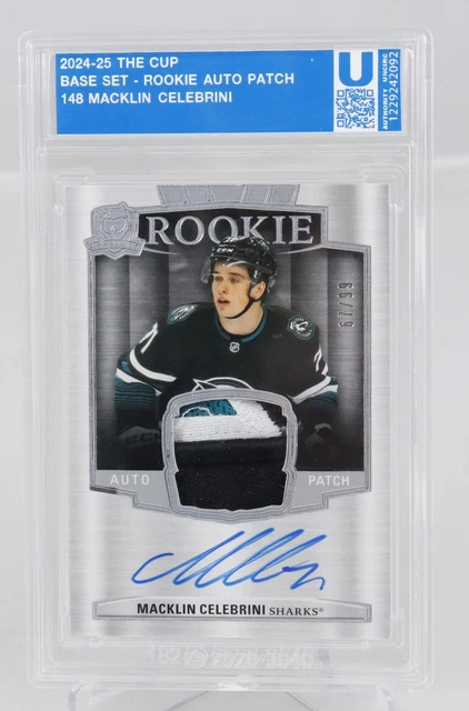 2024-25 THE CUP #148 Macklin Celebrini TRUE RPA Rookie LOGO PATCH AUTO ...