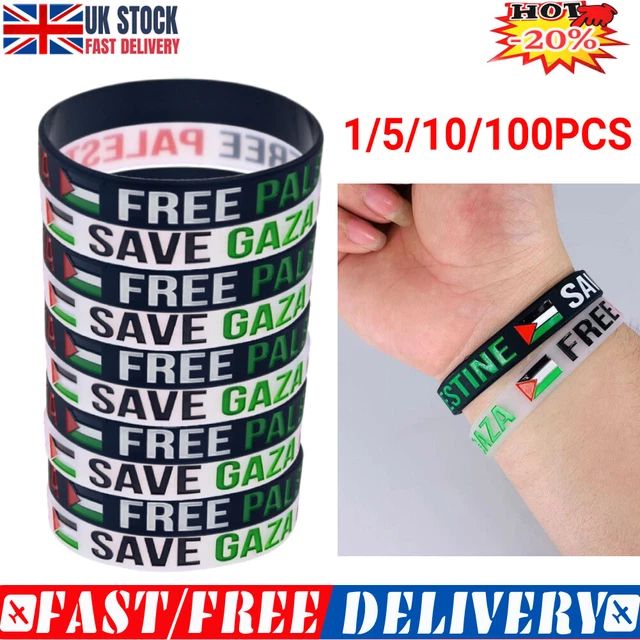 1-100X FREE PALESTINE Silicon Wrist Band Palestinian Flag Bracelet Save ...