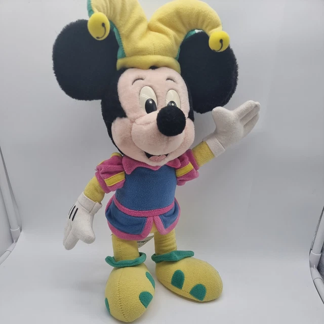 MICKEY MOUSE JESTER Soft Toy Disneyland Paris Vintage Stuffed Cuddly ...