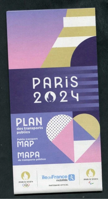 PLAN DE RÉSEAU de métro, bus et tramway de Paris "Jeux Olympiques Paris 2024" EUR 6,90 - PicClick FR
