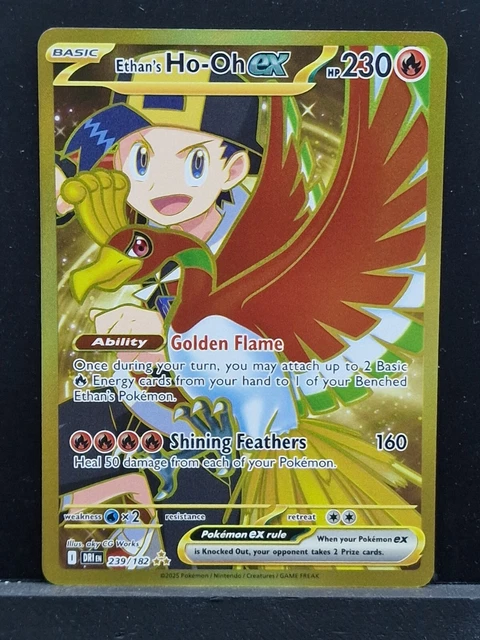 POKEMON DESTINED RIVALS Ethans Ho-oh EX Hyper Rare Gold Card 239/182 ...
