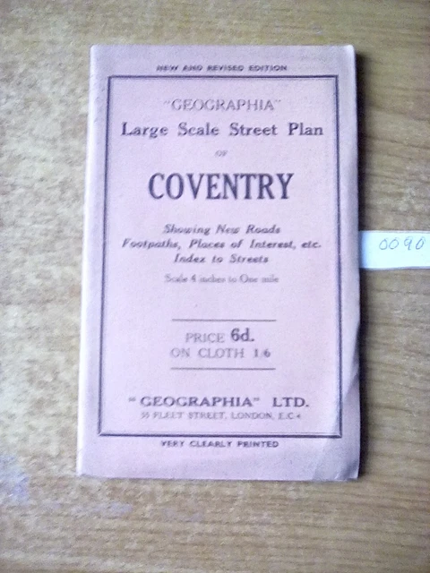 GEOGRAPHIA LARGE SCALE Street Plan Map Of Coventry 1940-50’s Cloth VGC ...