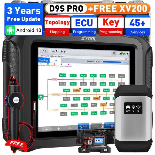 2025 XTOOL D9S PRO OBD2 Full System Diagnostic Scanner Tool + XV200 HD ...