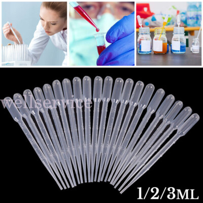 10 X 3 ml CLEAR PLASTIC PIPETTES UK 6" LONG PIPPETTE PAINT TRANSFER ...