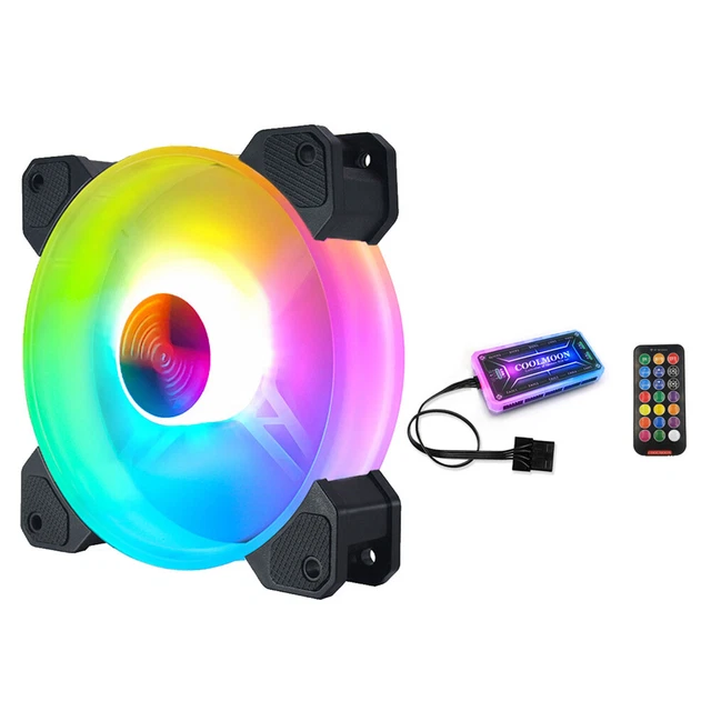 COOLMOON 120MM CHASSIS RGB Cooling Fan Gorgeous Lighting Quiet Radiator ...