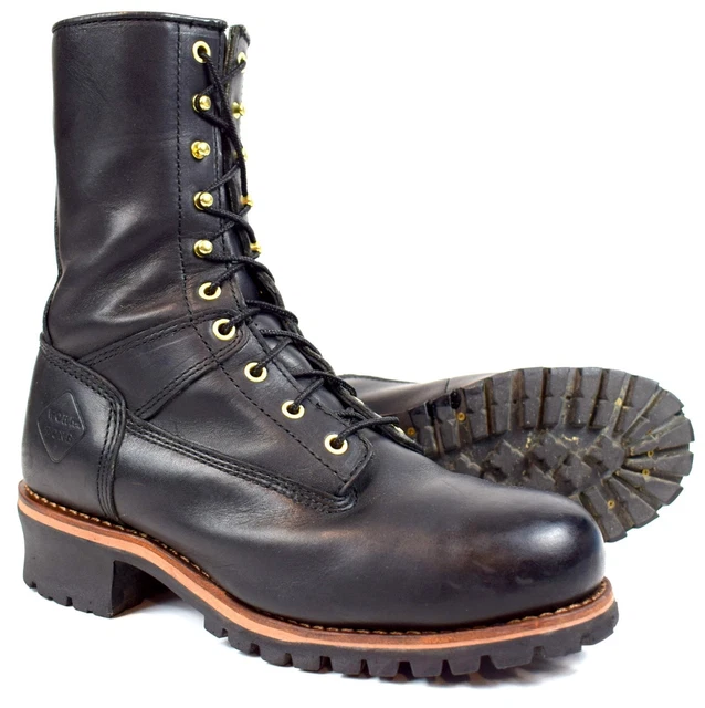 WORK ZONE LOGGERS Boots - Steel Toe, Leather ( Black ) Men's US 9.5 £49 ...