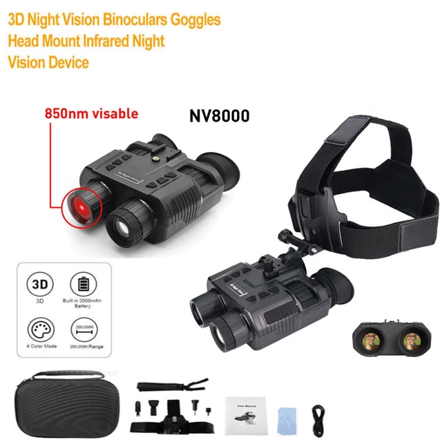 NIGHT VISION GOGGLES IR 1080p FHD Infrared Helmet 3DHead Mount NV Eye ...
