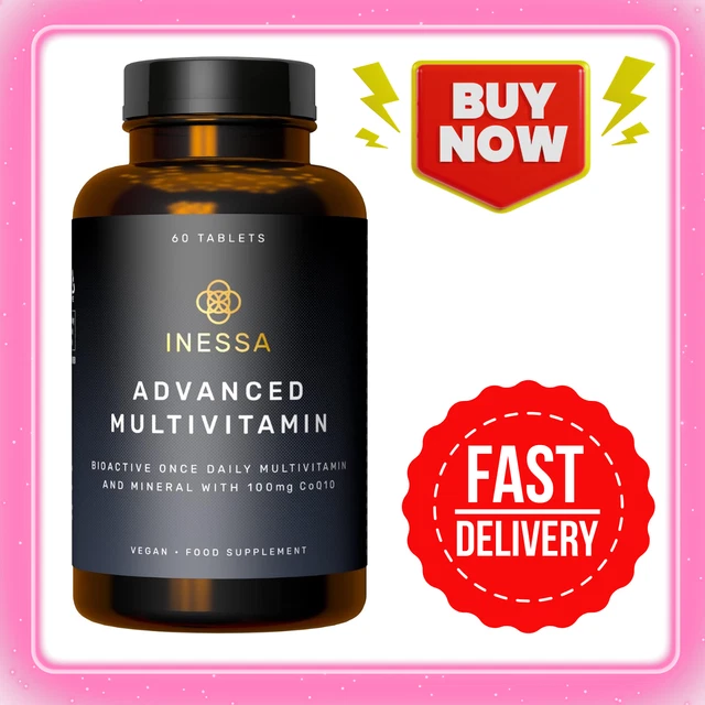 INESSA MULTIVITAMIN WITH CoQ10 100mg, Vitamin D3 2000 IU, K2 100mcg, B ...