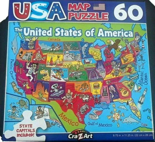JIGSAW PUZZLE USA Map Puzzle with State Capitals Included. 60 Pieces ...