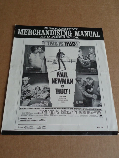 PAUL NEWMAN &HUD& 1963 US Press Book (Melvyn Douglas/Patricia Neal) £7. ...