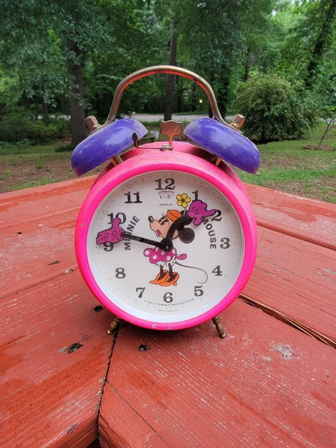 BRADLEY 1970S BRADLEY WALT DISNEY MINNIE MOUSE PINK PURPLE BELL ALARM ...